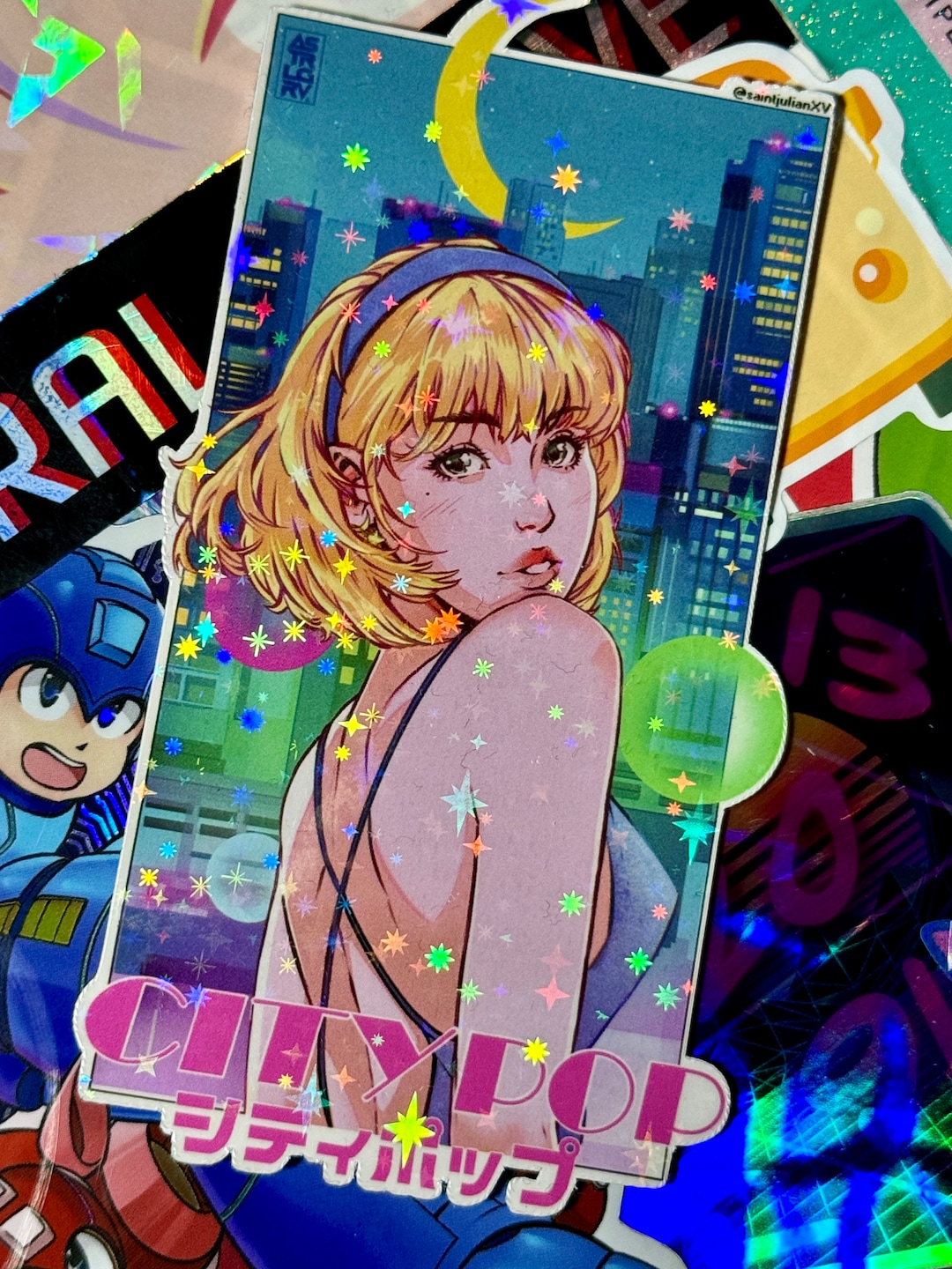Citypop - Digital Illustration Holographic Sticker - Etsy