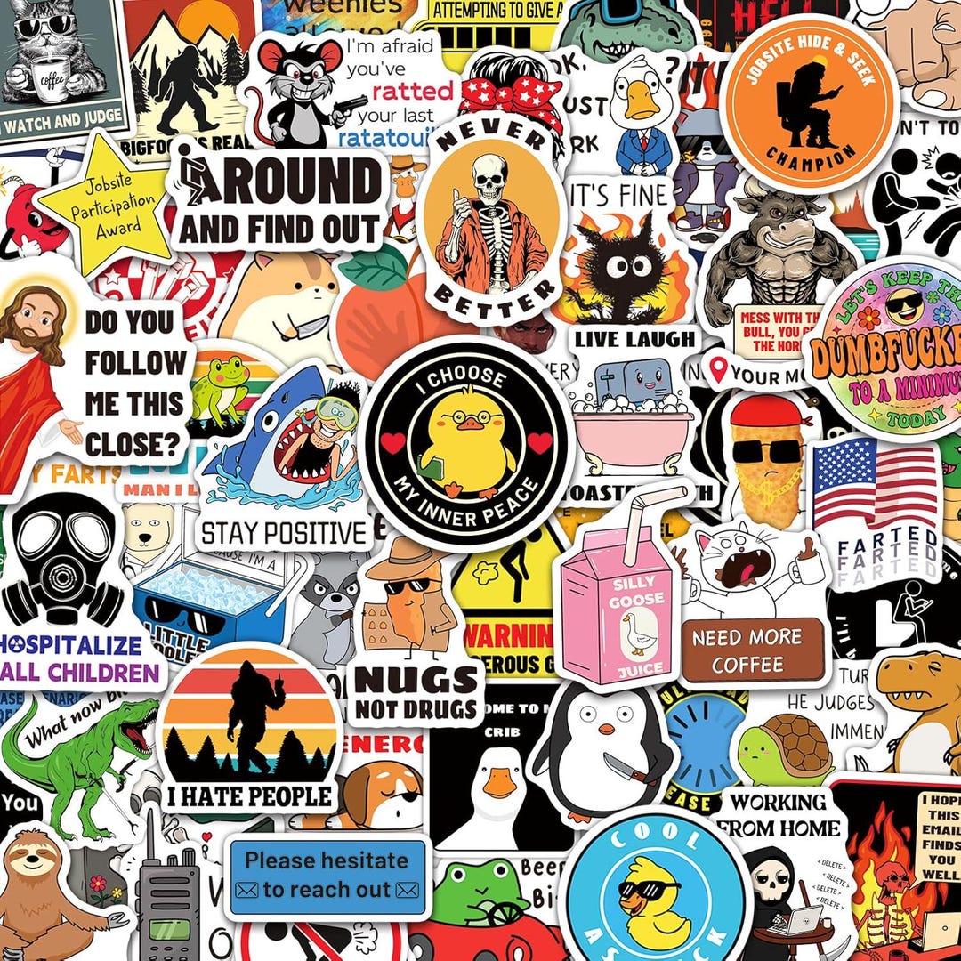 100-pack Funny Meme Stickers, Viral Sticker Set for Hard Hats, Laptops ...