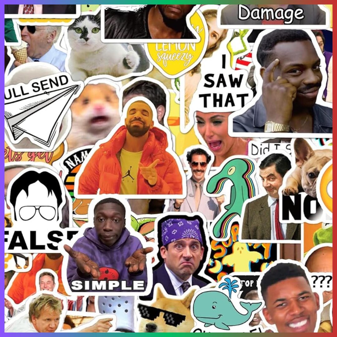 100-pack Funny Meme Stickers, Viral Sticker Set for Hard Hats, Laptops ...