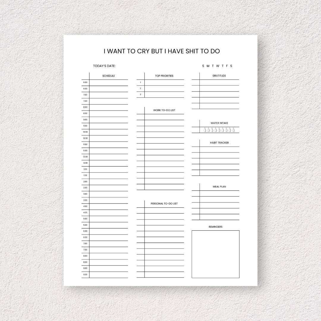 Printable Daily Planner Template: To-do List, Work Schedule (PDF ...