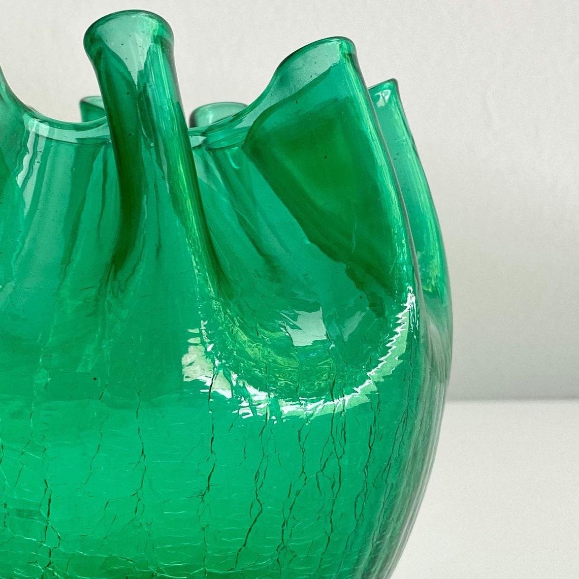 Pilgrim Glass Company 1950s Hand Blown Crackle Vase - Etsy