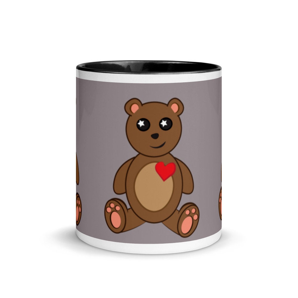 Teddy Bear With a Heart Mug With Color Inside - Etsy UK
