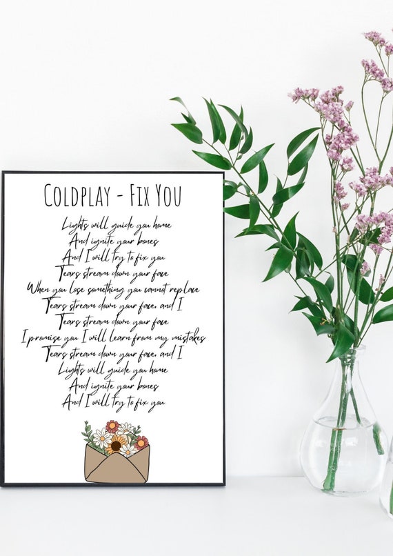 Coldplay Fix You Digital Download Print Song Gift A4 - Etsy