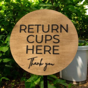 Custom Wood or Acrylic "return Cups Here" Sign – Business Sign for ...