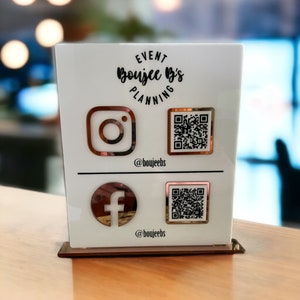2 Qr Code Raised Acrylic Business Sign, Table Top Social Media Sign ...
