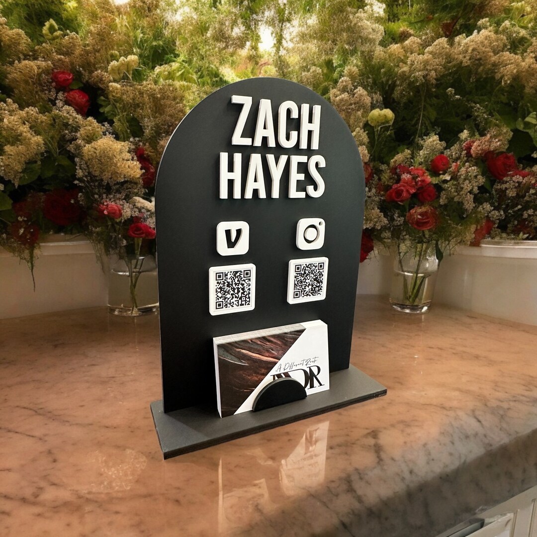 Two QR Code Sign - Printed or Hand Placed Logo and Business Card Holder ...