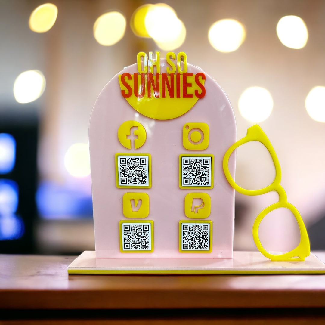 Four QR Code Sign With Sunglass Side Piece, Personalized and Custom ...