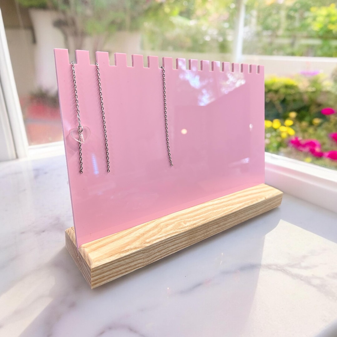 Acrylic Jewelry Chain Display With Ash Wood Base - Etsy