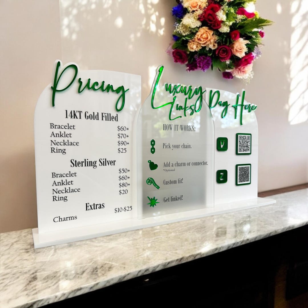 Permanent Jewelry Arch Sign Set – 3 Piece Display | Pricing, Payment ...