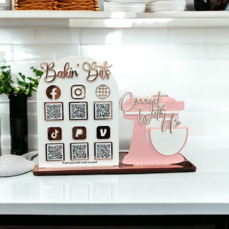 Custom Six QR Code Mixer Stand, Acrylic Marketing Review Sign, Tabletop ...