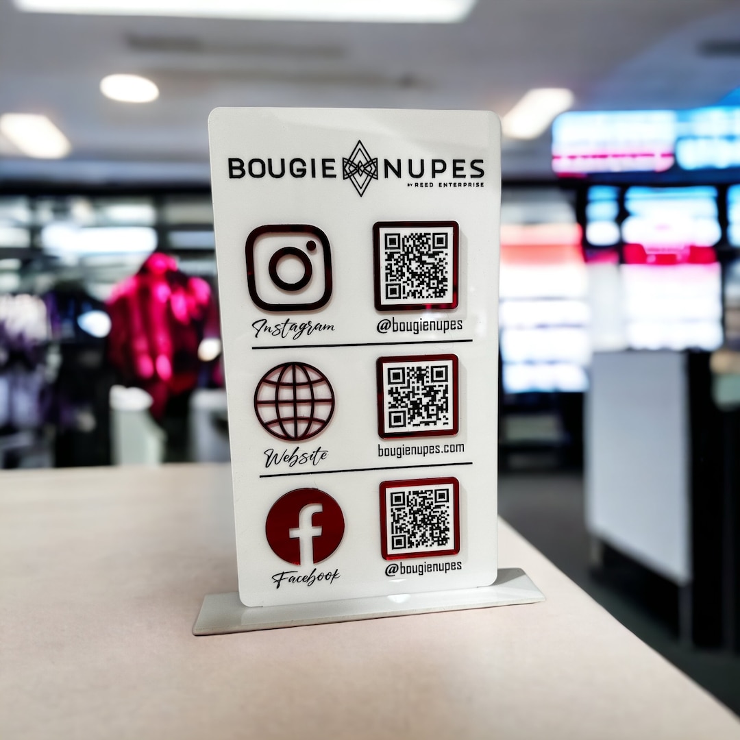 Three QR Code Sign With Your Social Links and Logo, Acrylic Social ...