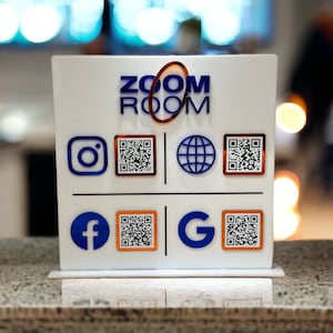 Four QR Code Sign Zoom Room, Acrylic Social Media and Payment Sign for ...
