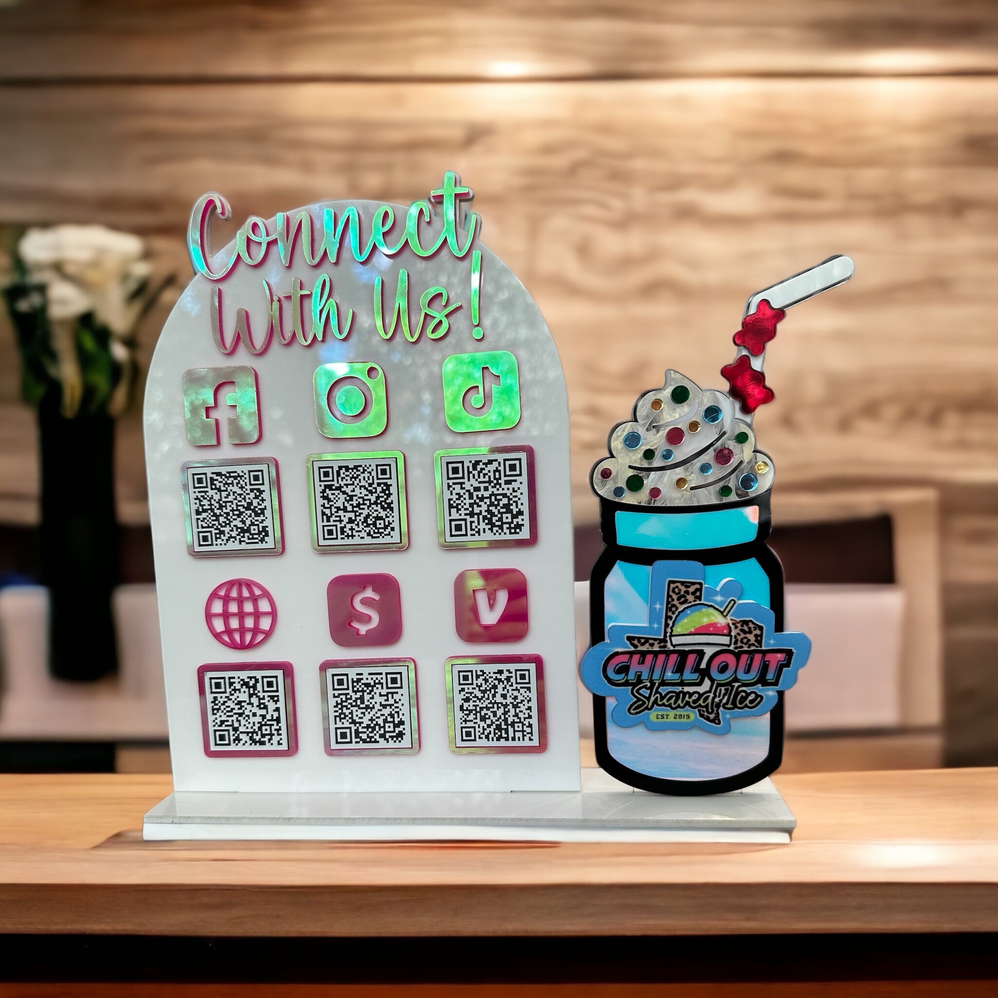 Six QR Code Custom Sign, Shaved Ice, Snow Cones, Mobile Truck, Vendor ...