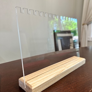 Permanent Jewelry Chain Display, Clear With Ash Wood Base, Drape Chain ...