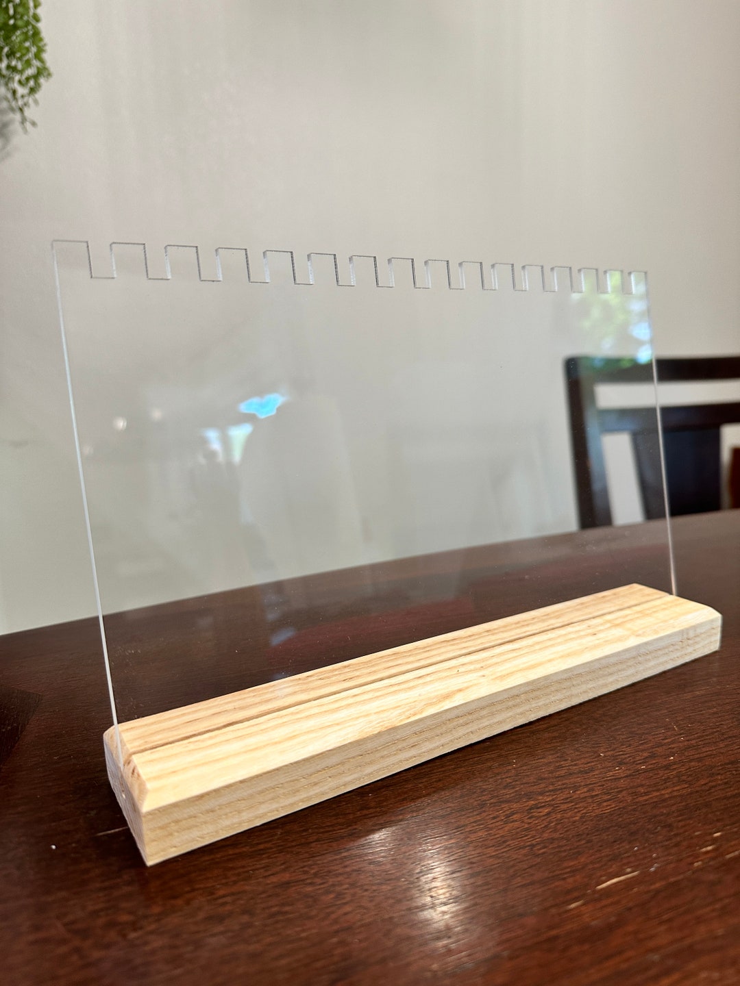 Permanent Jewelry Chain Display, Clear With Ash Wood Base, Drape Chain ...