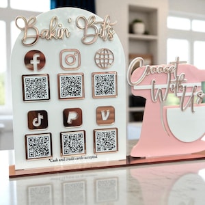Custom Six QR Code Mixer Stand, Acrylic Marketing Review Sign, Tabletop ...