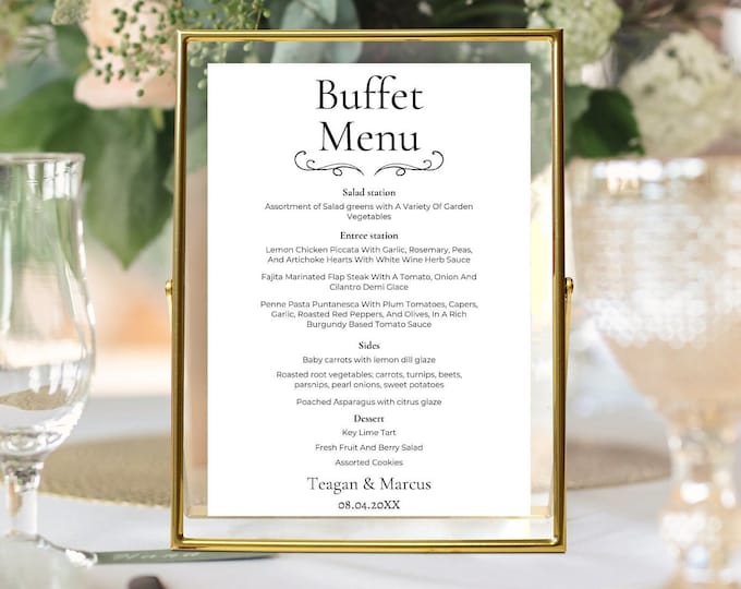 Wedding Buffet Menu Sign Printable, Wedding Menu Template, 8x10 Buffet ...