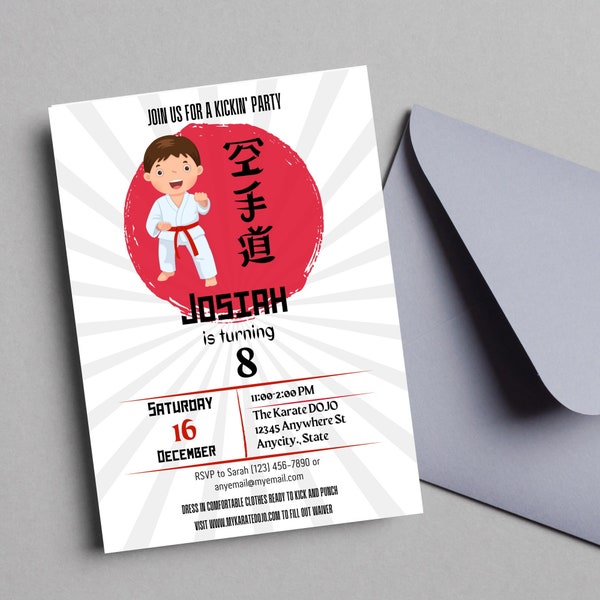 Karate Invite - Etsy