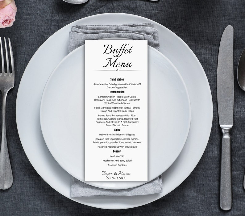 Wedding Buffet Menu Cards Elegant Buffet Menu Cards Editable - Etsy