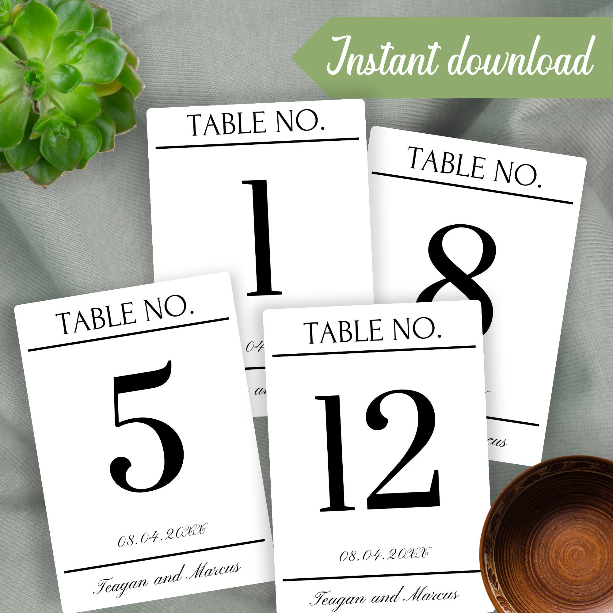 Wedding Table Numbers Printable Template, Editable Wedding Table ...