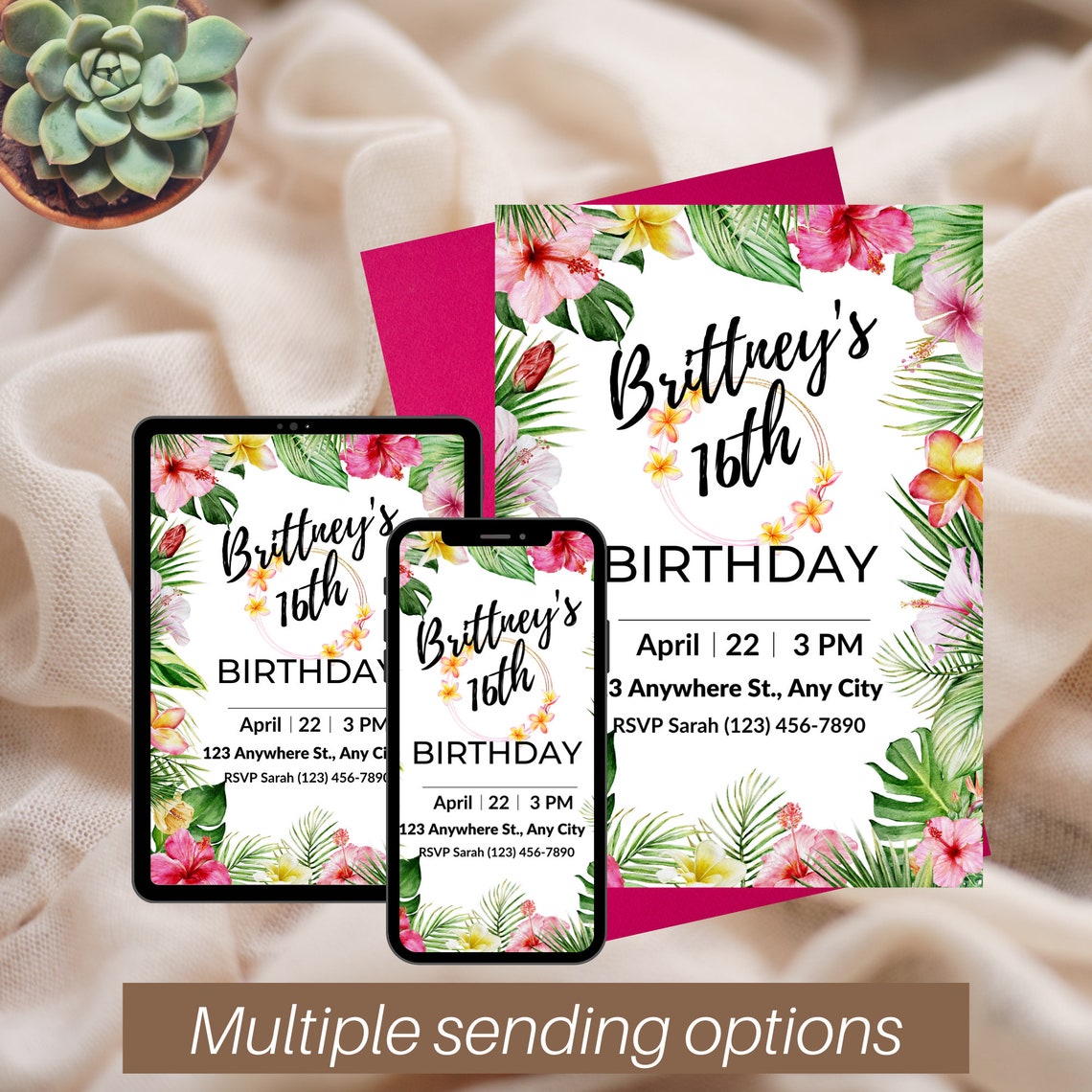 Tropical Invitation Editable Invitation Digital Download - Etsy