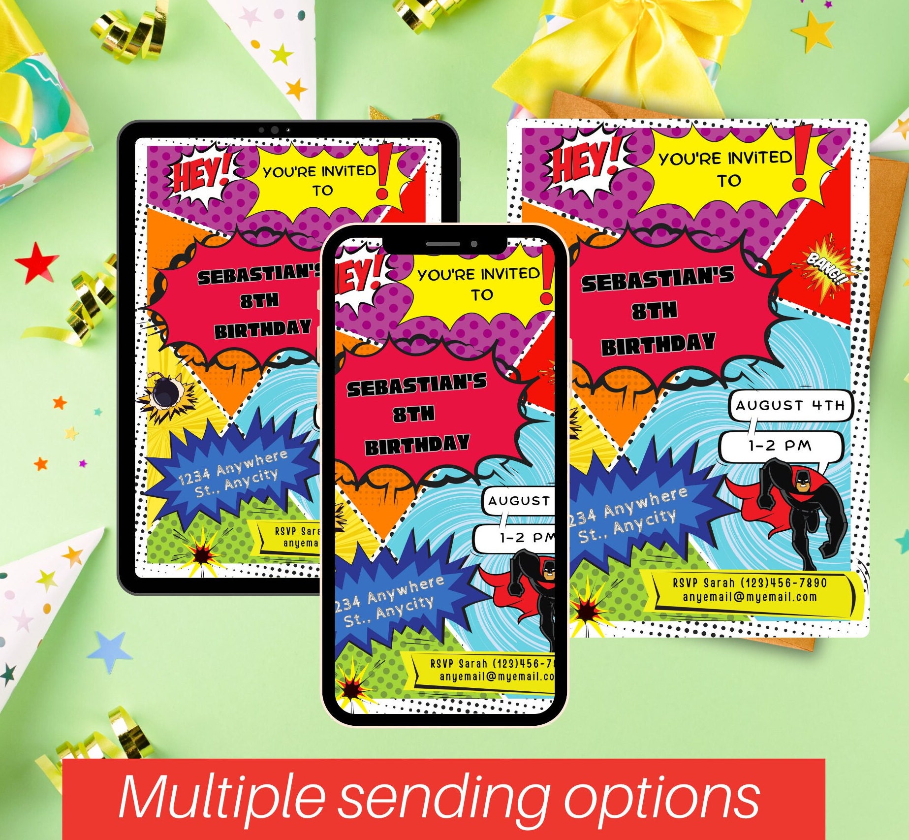 Comic Birthday Party Super Hero Template Printable Instant - Etsy