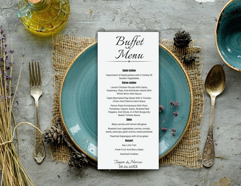 Wedding Buffet Menu Cards Elegant Buffet Menu Cards Editable - Etsy