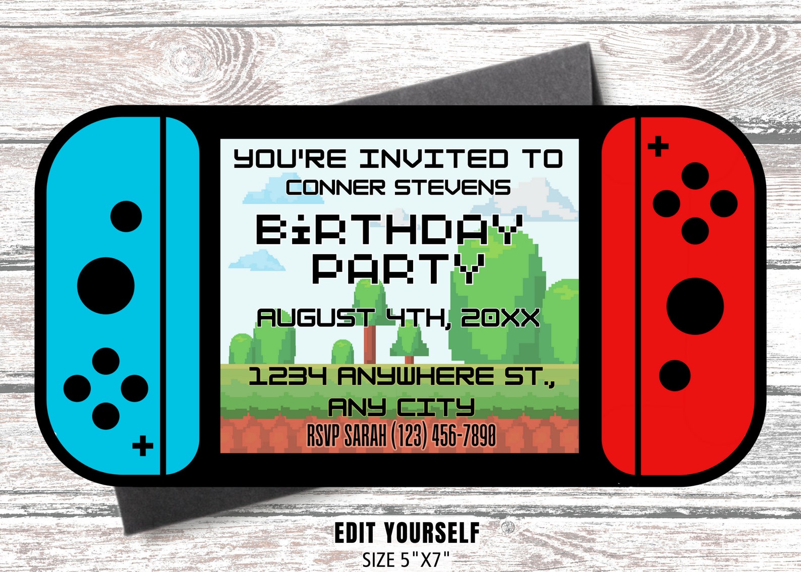 Video Game Birthday Invitation Template, Switch Party Editable Invite ...