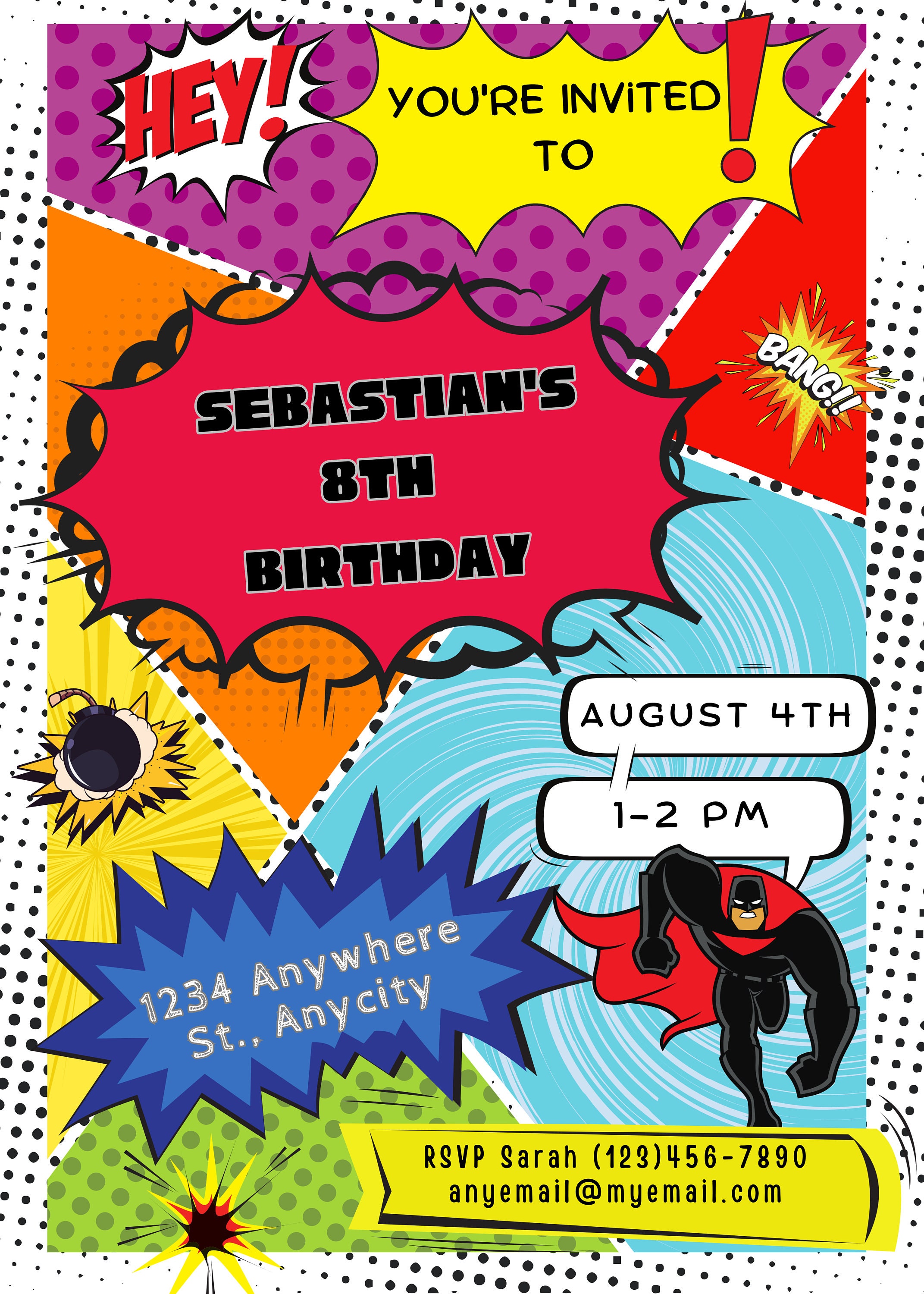 Comic Birthday Party Super Hero Template Printable Instant - Etsy