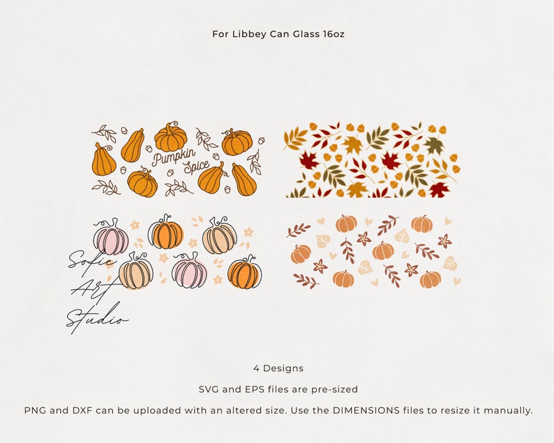 Boho Fall Leaves 16oz Glass Can Wrap SVG Bundle (digital Files) - Etsy