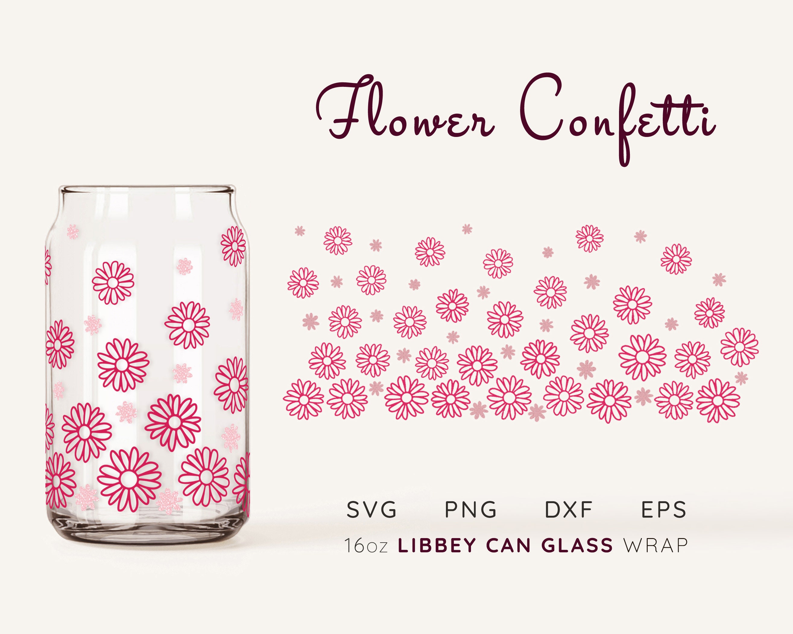 Flower 16 Oz LIBBEY GLASS SVG Beer Can Glass Svg for Cup Beer - Etsy