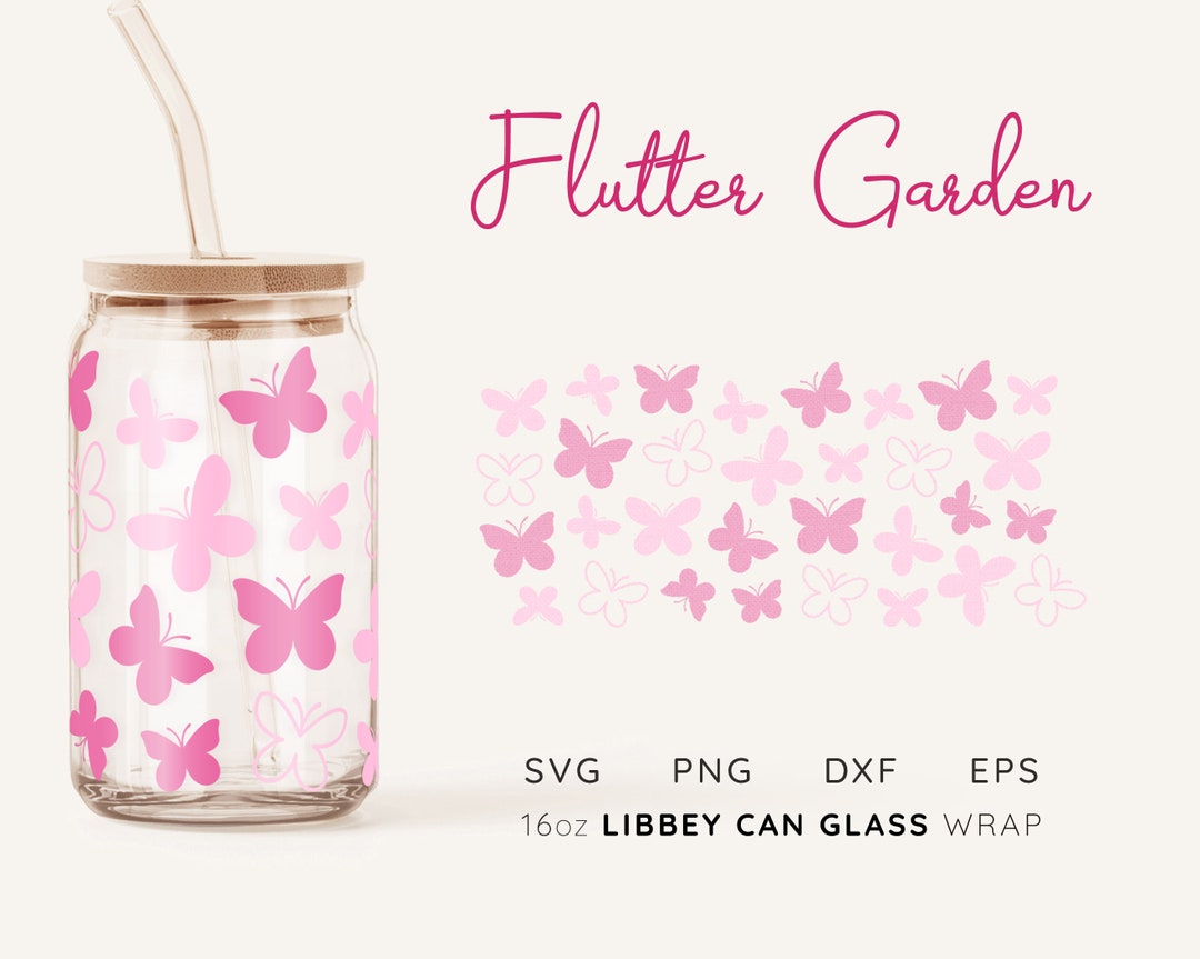 Libbey Glass SVG PNG Butterfly Beer Can Glass Svg Wrap Glass Beer Can ...