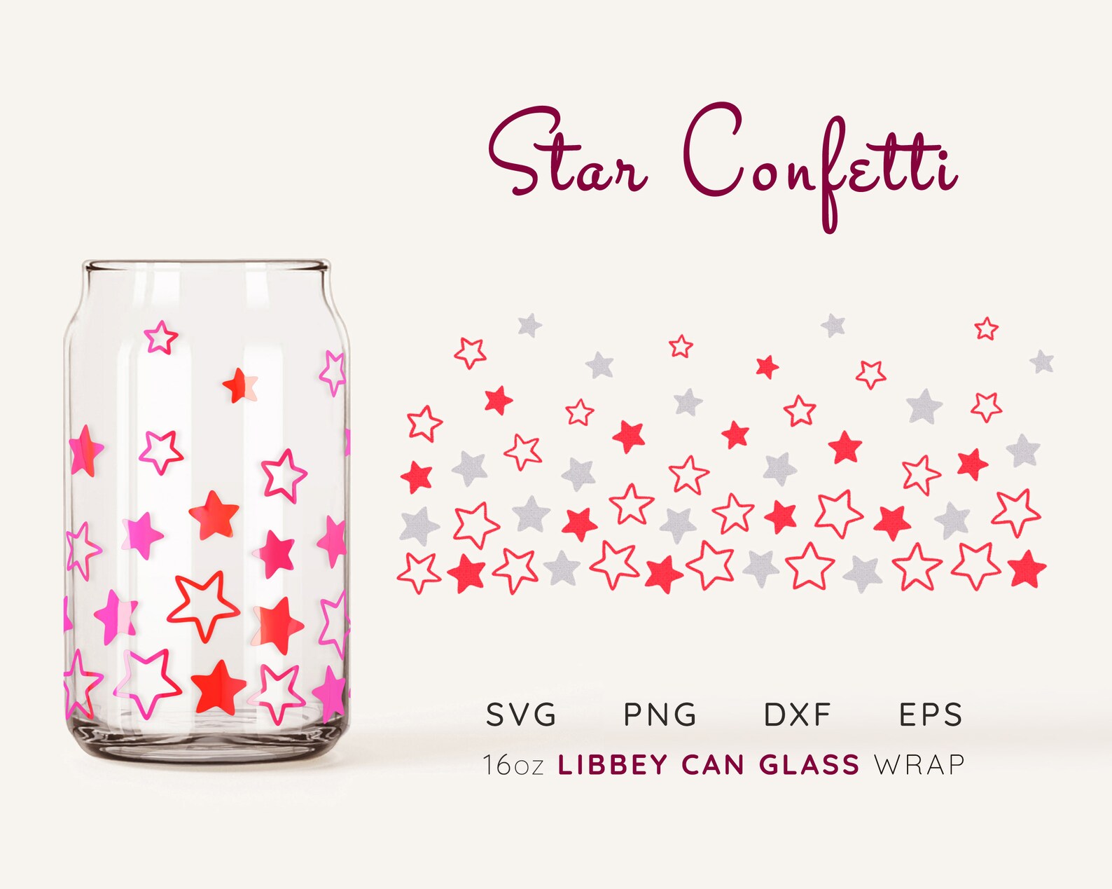 Star LIBBEY GLASS SVG Template 16oz Libbey Svg Beer Can Glass - Etsy