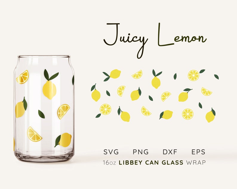 LIBBEY GLASS SVG Lemon 16 Oz Beer Can Glass Svg Citrus Libby - Etsy