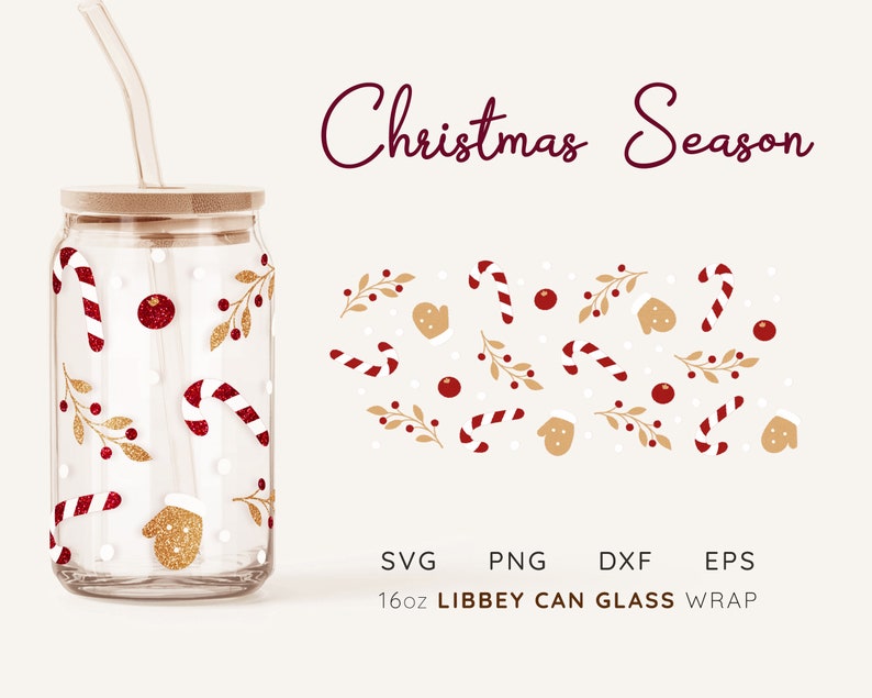 Christmas LIBBEY GLASS SVG Winter 16oz Libbey Glass Can Svg - Etsy