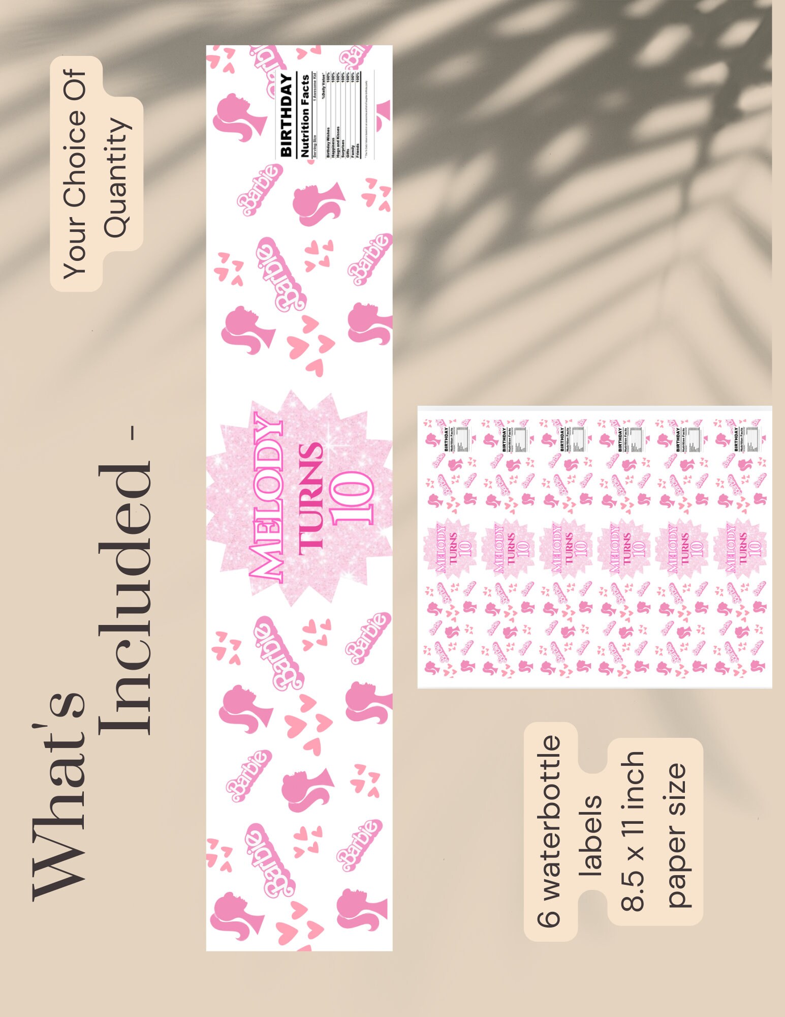 Barbie | Barbie Water Bottle Labels | Birthday Girl | Barbie Birthday ...