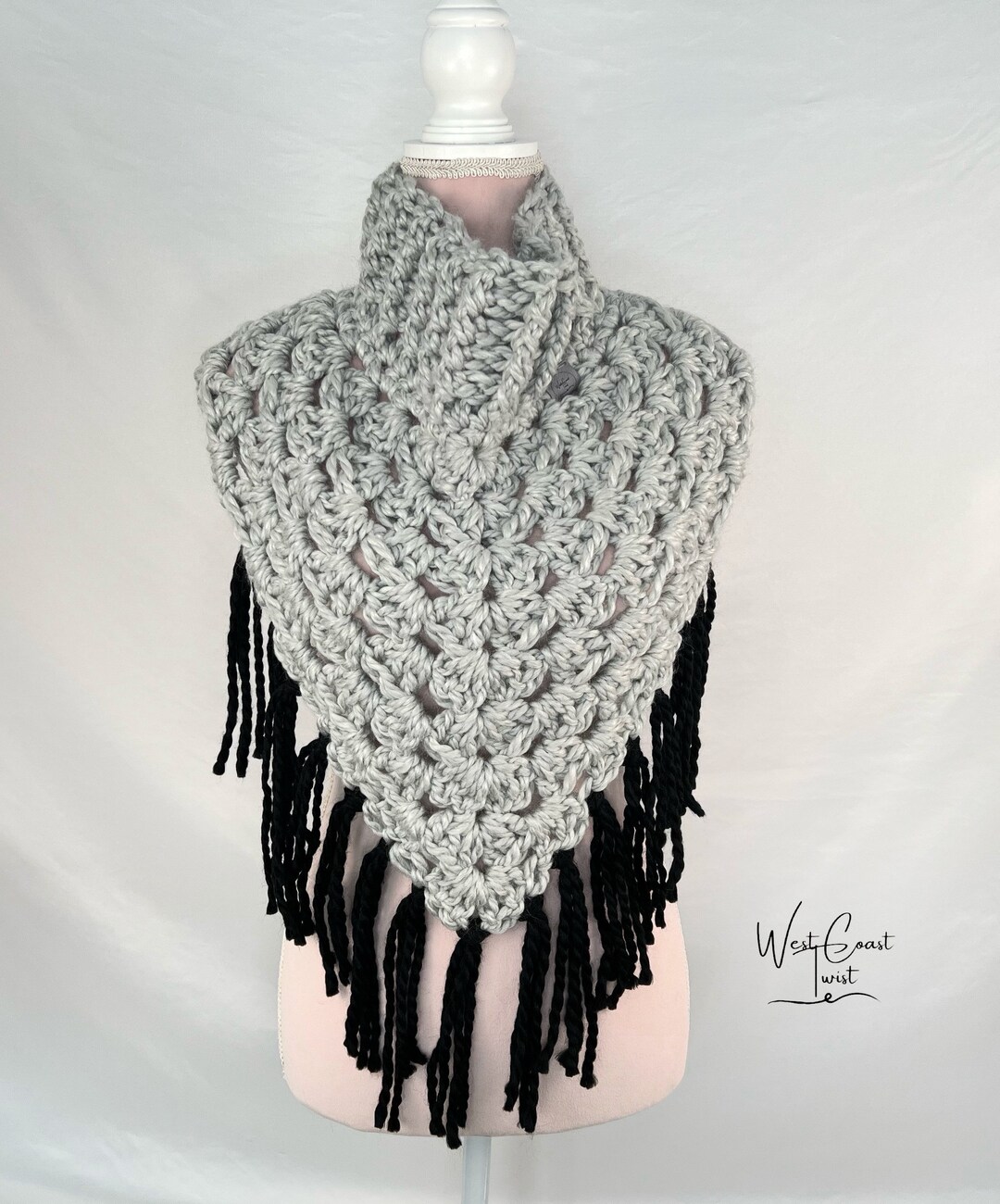 Oversized Kerchief Cowl With Fringe Scarf Triangle Scarf - Etsy