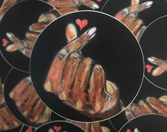 Finger Heart Sticker | Etsy