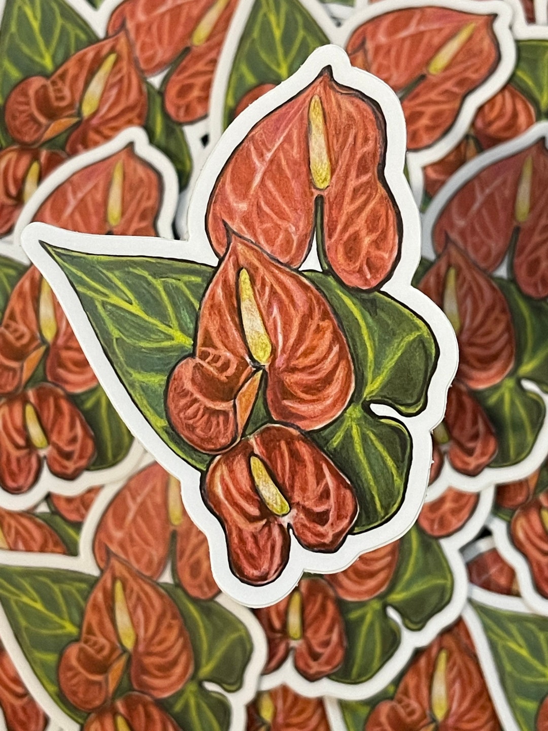Red Anthurium Sticker - Etsy