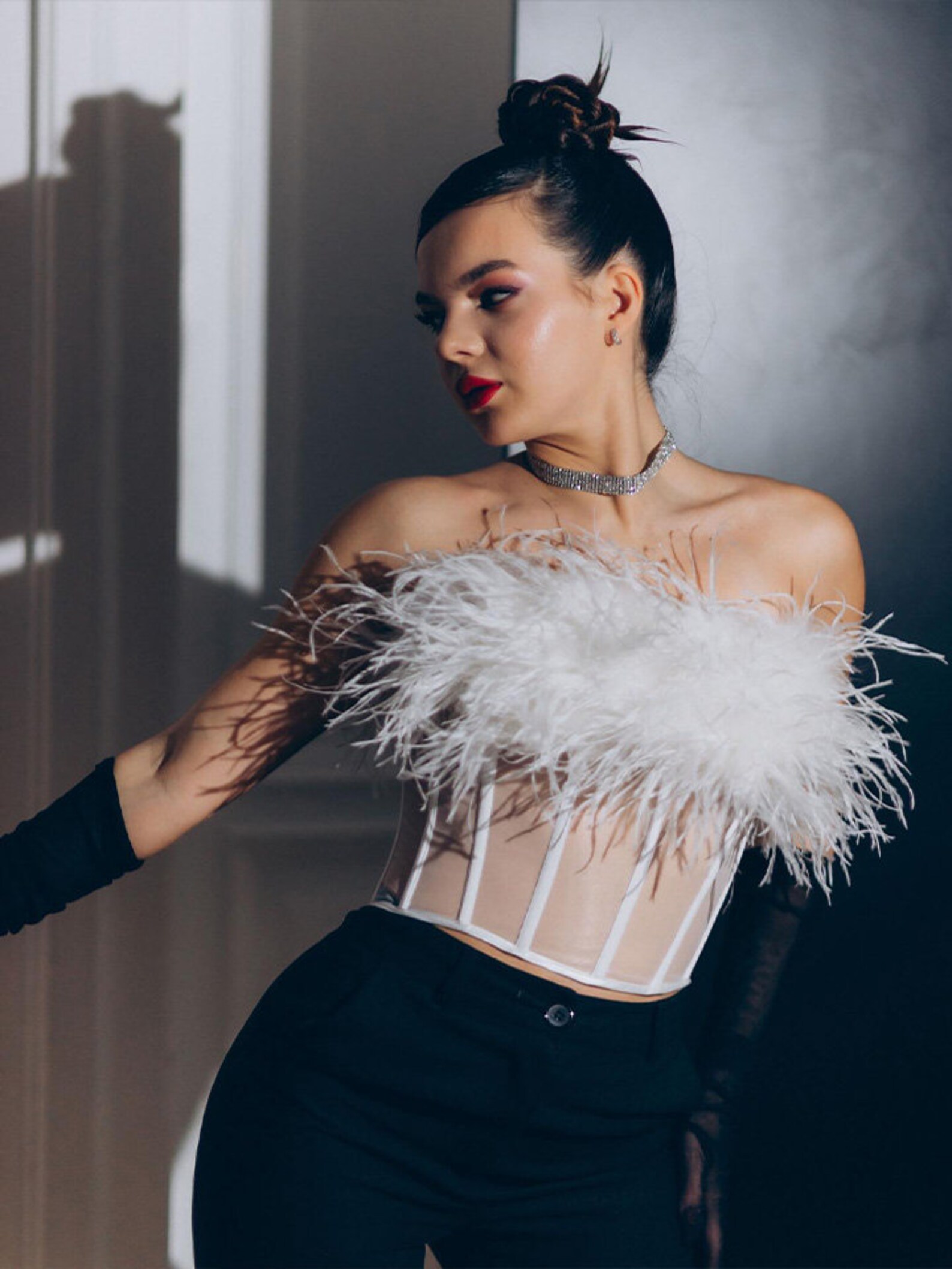 Swan White Corset Top Ostrich Feather Corset Top Corset for Holiday ...