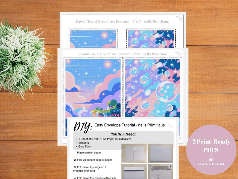 Kawaii Pastel Dream Postcards – Printable Stationery Set (digital ...