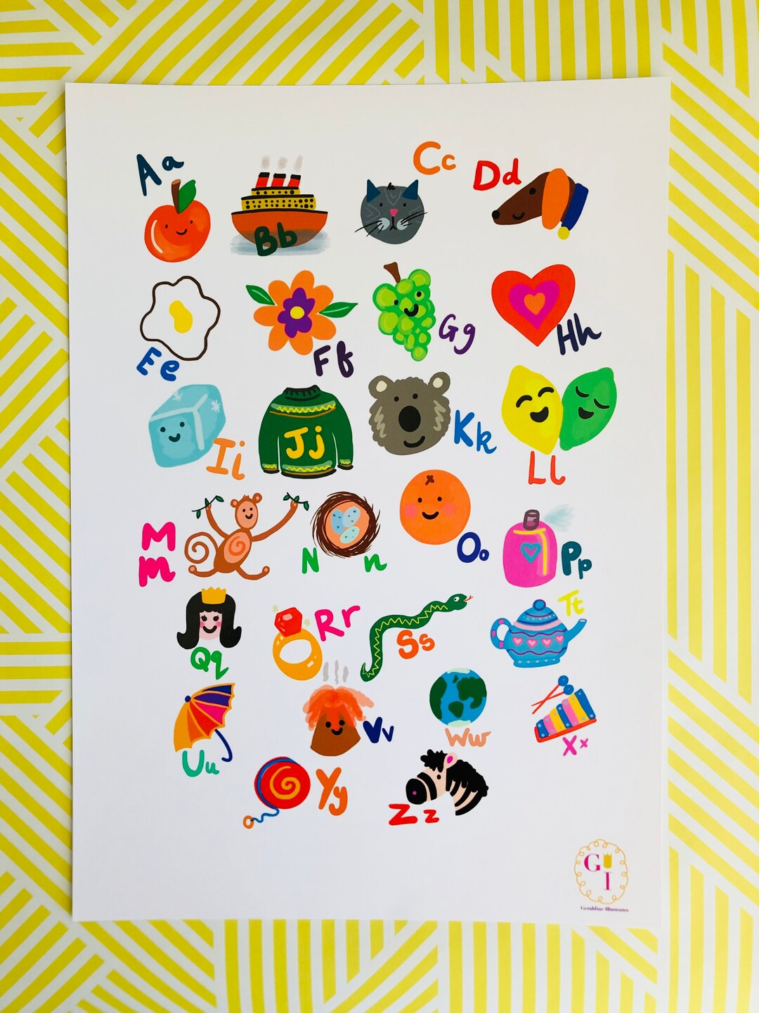 Cute Illustrated Alphabet Poster A3 - Etsy UK