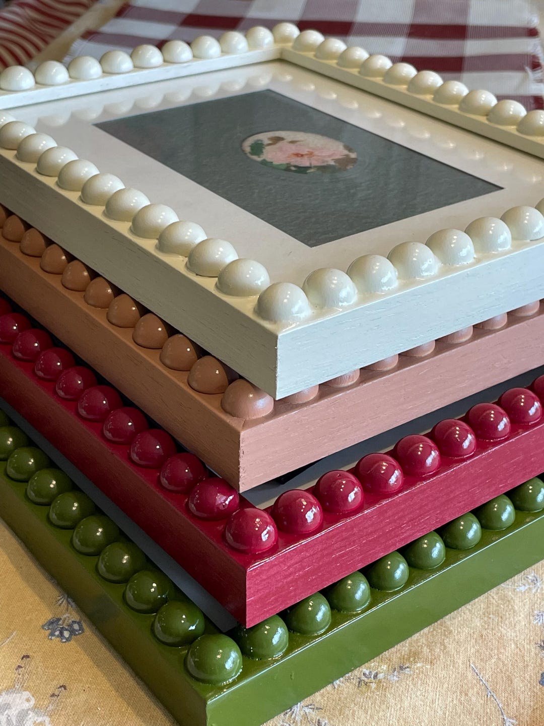 Wooden Bobbin Bobble Photo Frame , Picture Frame, Hand Painted, Glossy ...