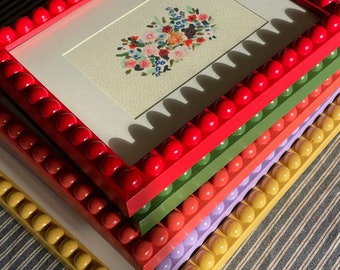 Glossy Beaded Bobbin Picture Frame Lacquered Bobbin Frame Painted ...