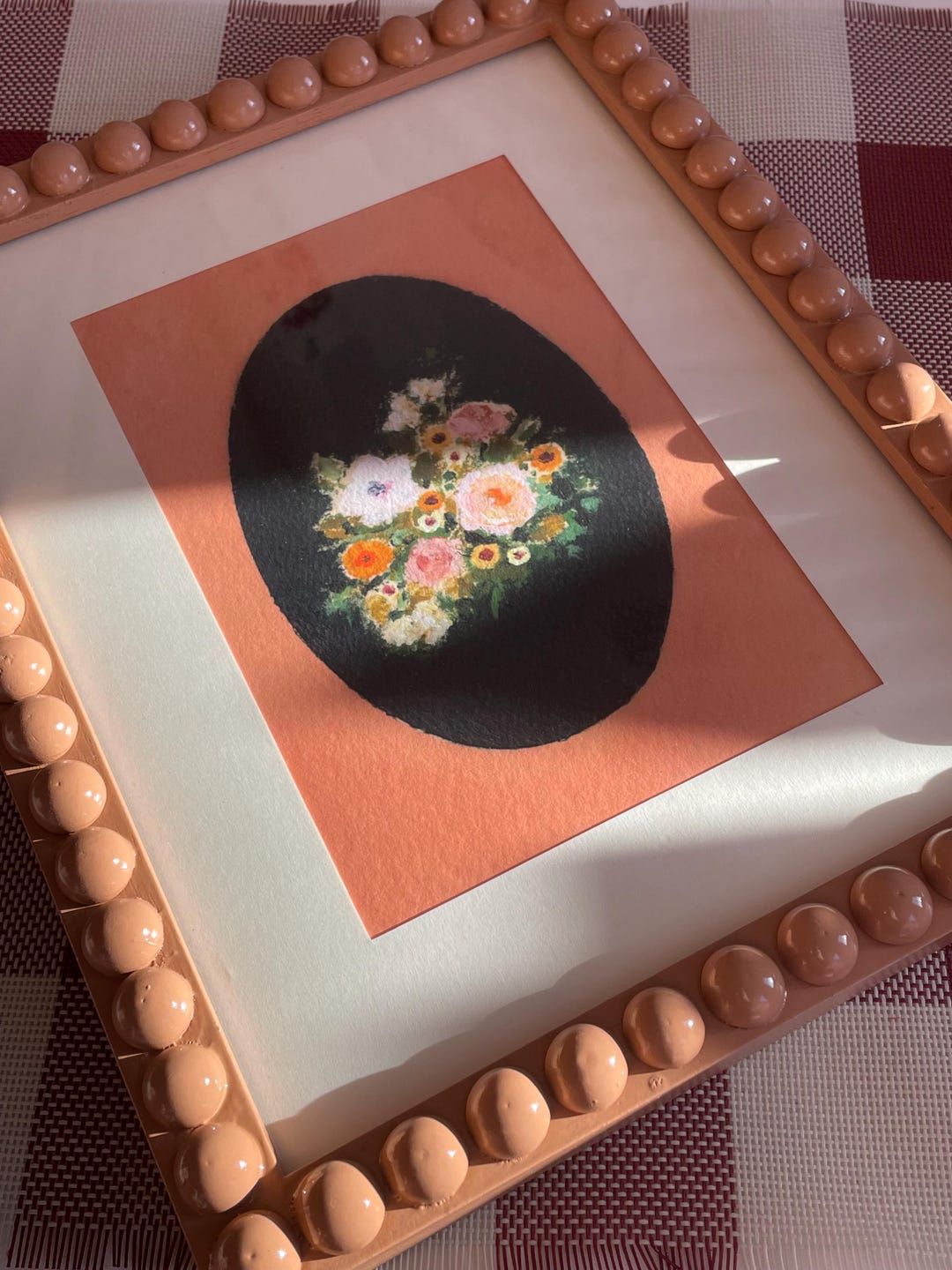 Wooden Bobbin Bobble Photo Frame With Floral Print, Picture Frame, Hand ...