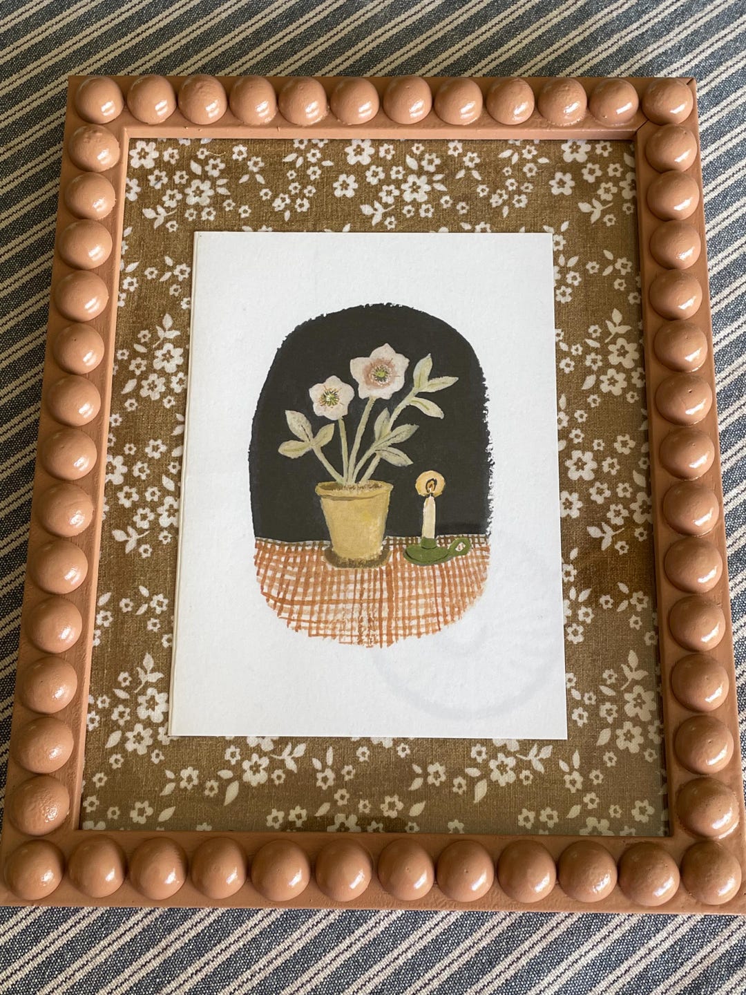Wooden Bobbin Bobble Frame With Ditsy Floral Material and Print, Gift ...