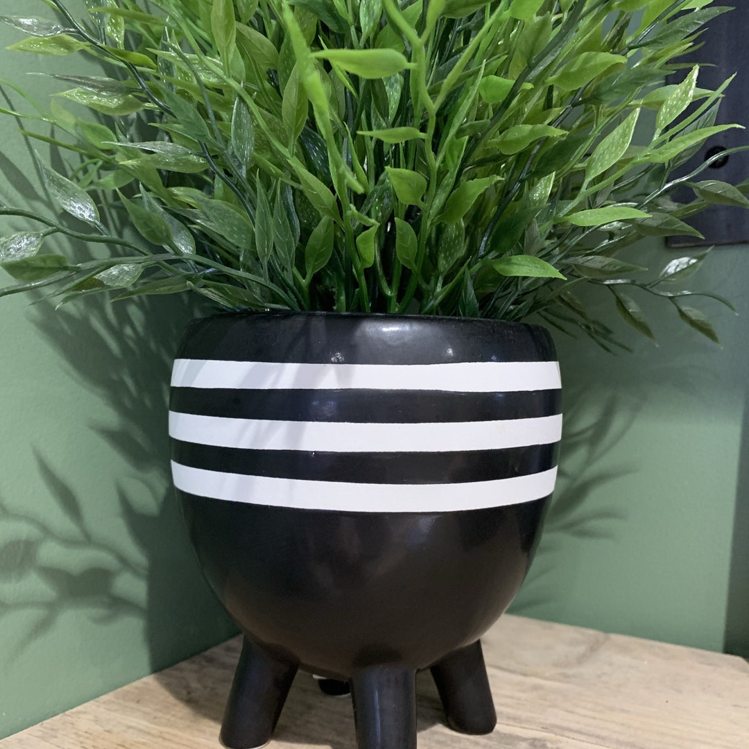 Black Striped Planter , Boho, Scandi, Plant Pot, Planter - Etsy