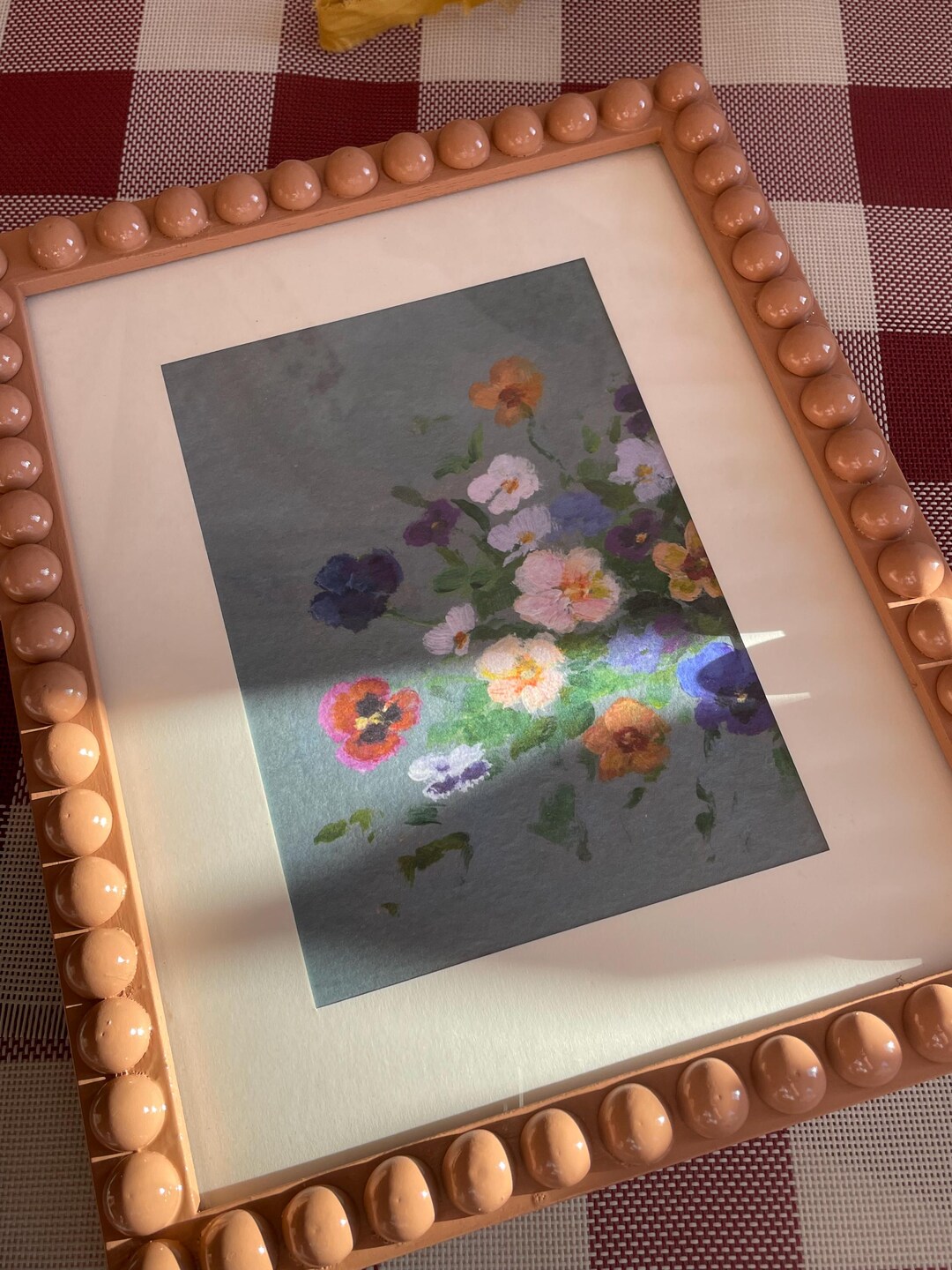 Wooden Bobbin Bobble Photo Frame With Floral Print, Picture Frame, Hand ...