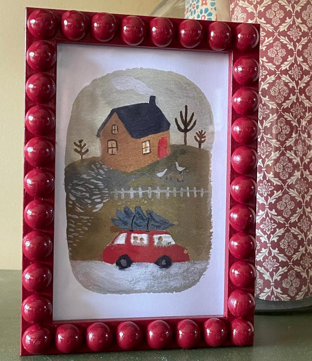 Wooden Bobbin Bobble Photo Frame With Christmas Print, Picture Frame ...