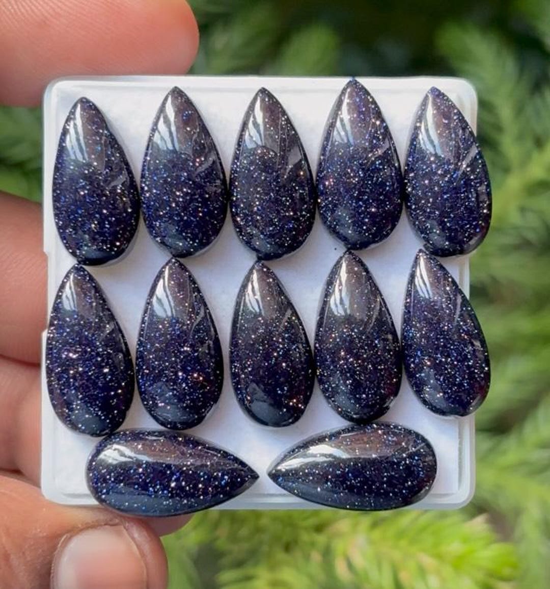 Blue Sandstone Pear Shape Smooth Flat Back Cabochon Loose Gemstone ...